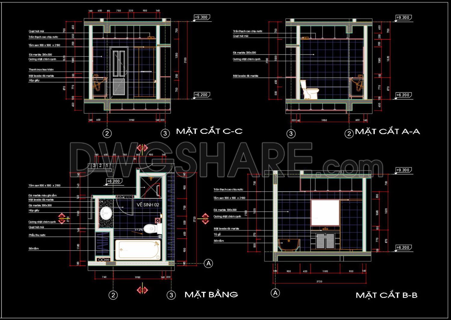 170. WC Layout Plan and elevations details CAD drawings download