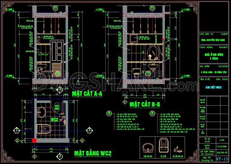 171. WC Layout Plan and elevations details CAD drawings download