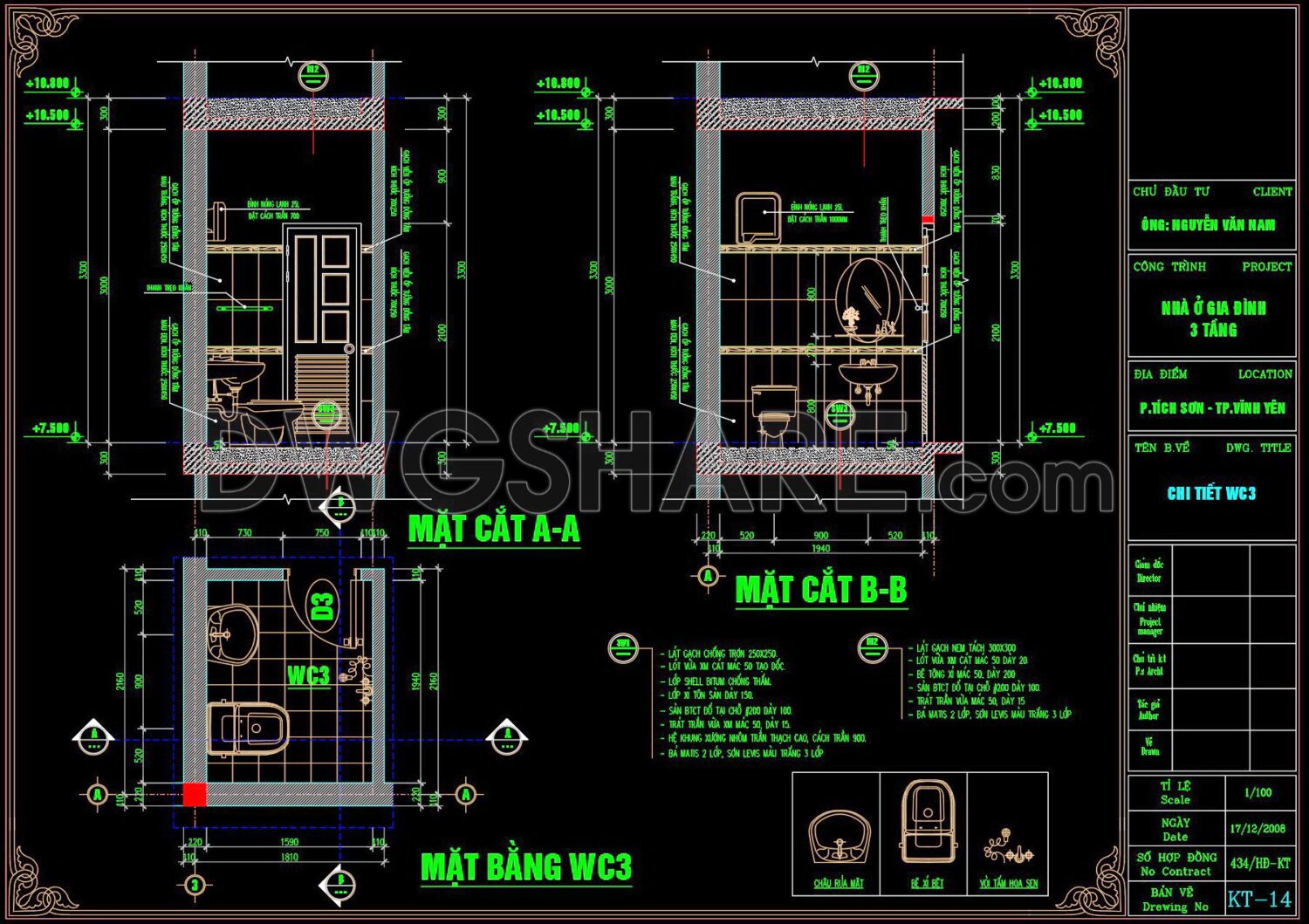 171. WC Layout Plan and elevations details CAD drawings download