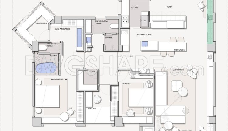199. Functional floor plan CAD drawing of an apartment with an area of ...
