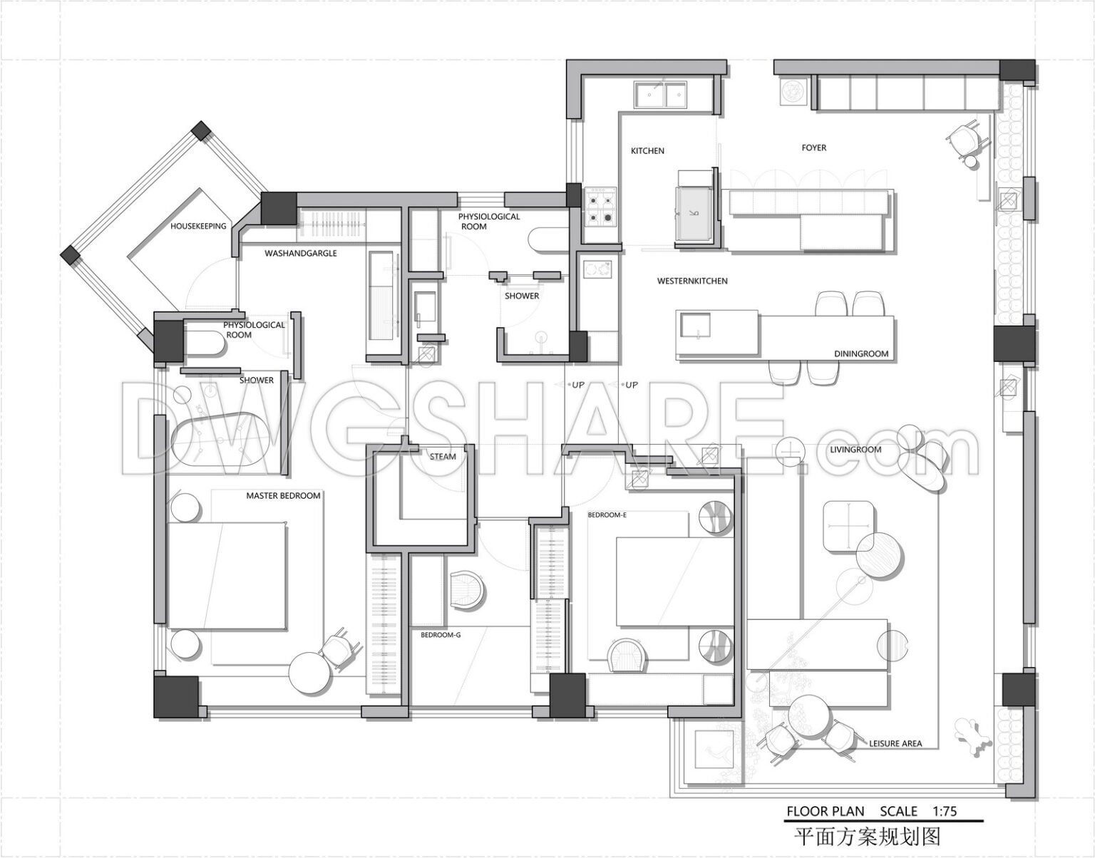 199. Functional floor plan CAD drawing of an apartment with an area of ...