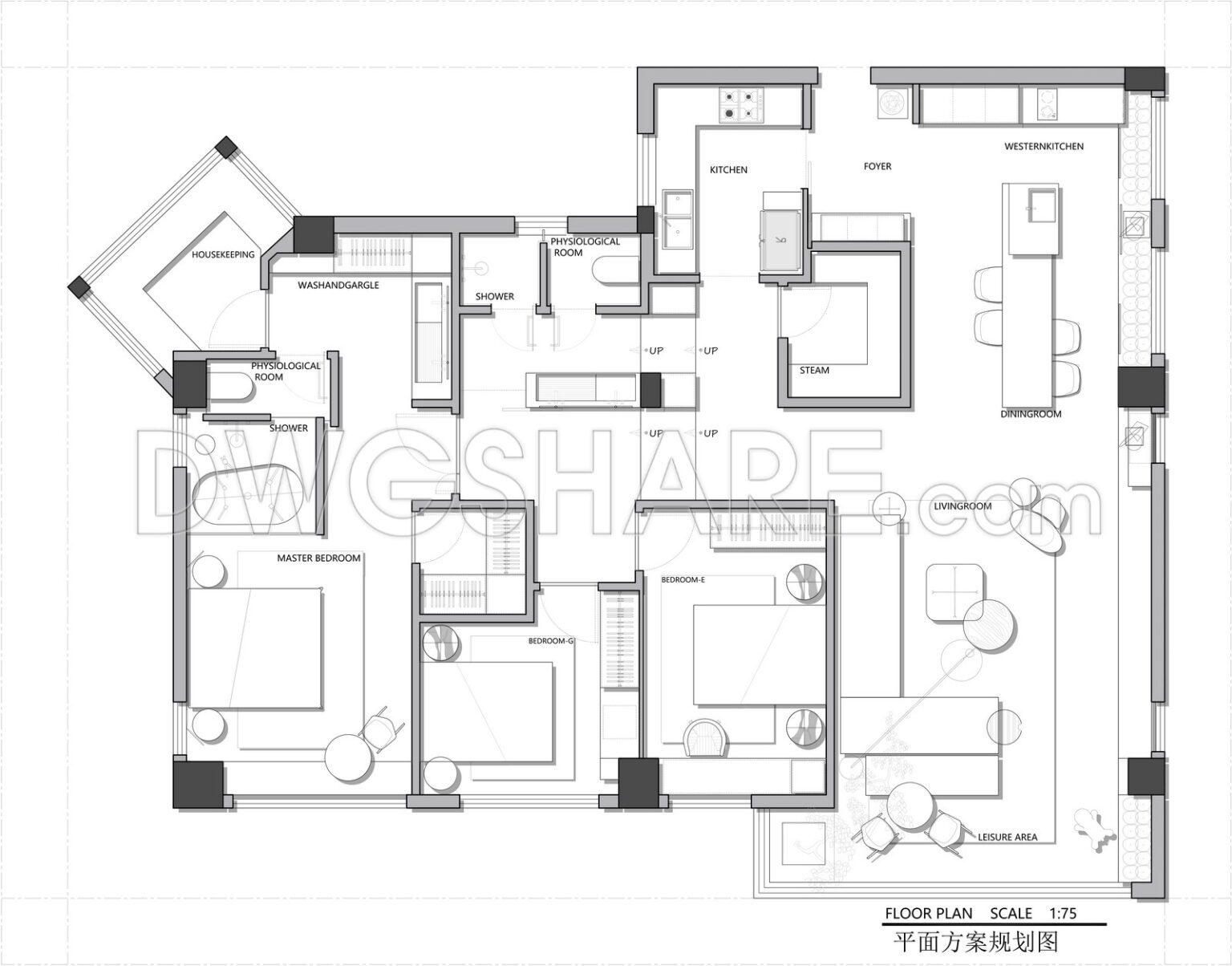 200. Functional floor plan CAD drawing of an apartment with an area of ...