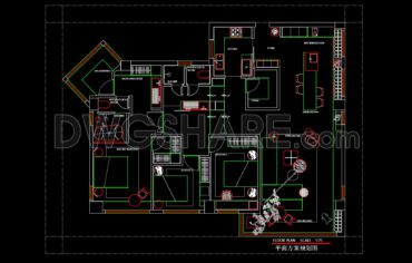 200. Functional floor plan CAD drawing of an apartment with an area of ...