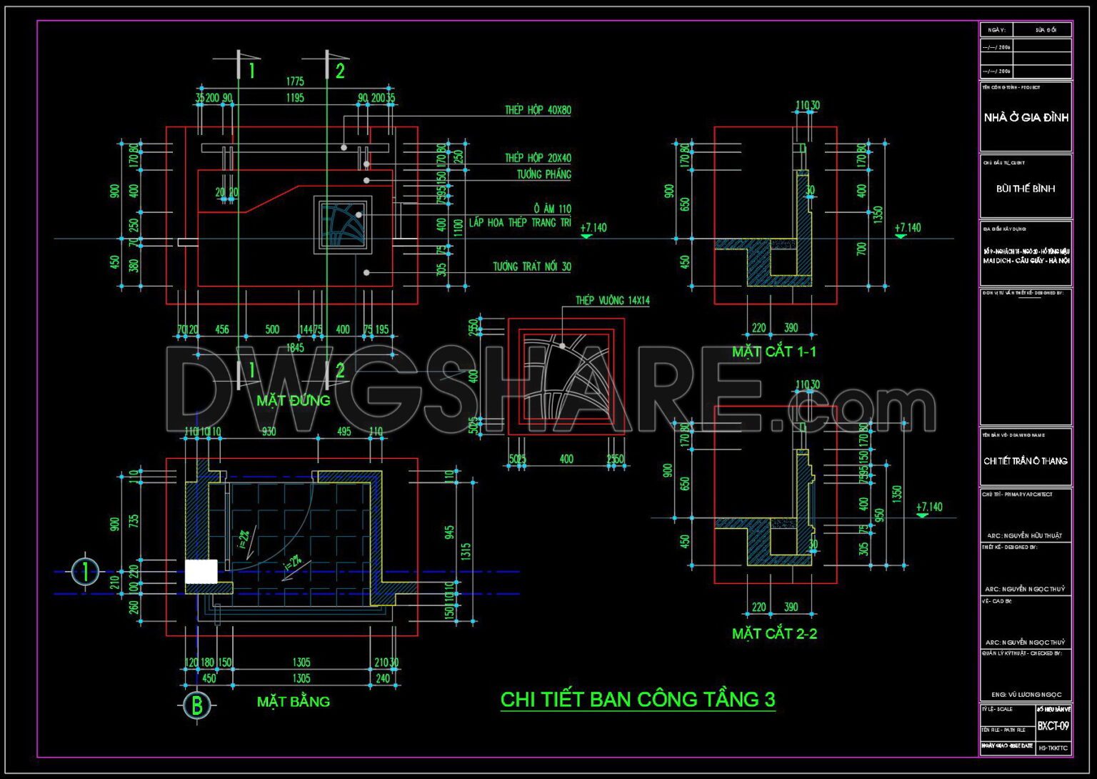 239. Detailed AutoCAD drawings of vertical elevations and balconies