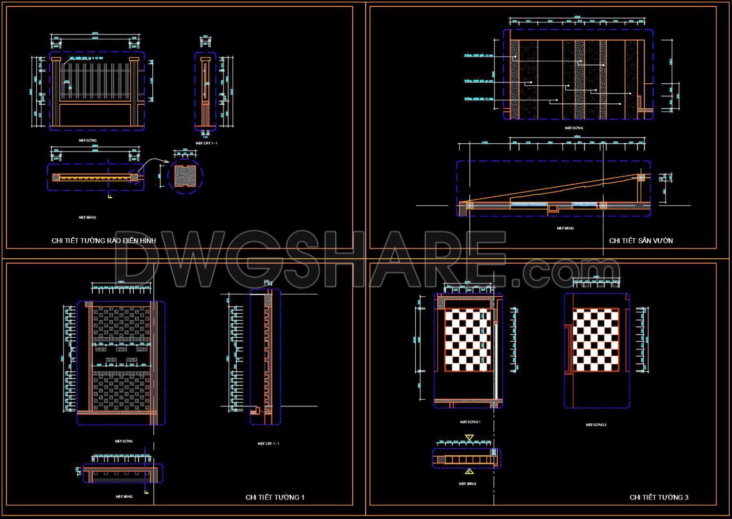 244. Detailed architectural CAD drawings of balconies, fence, flower ...