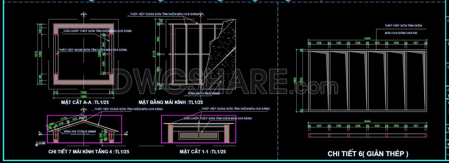 247. CAD drawings of detailed roof drainage, and glass roof details for ...