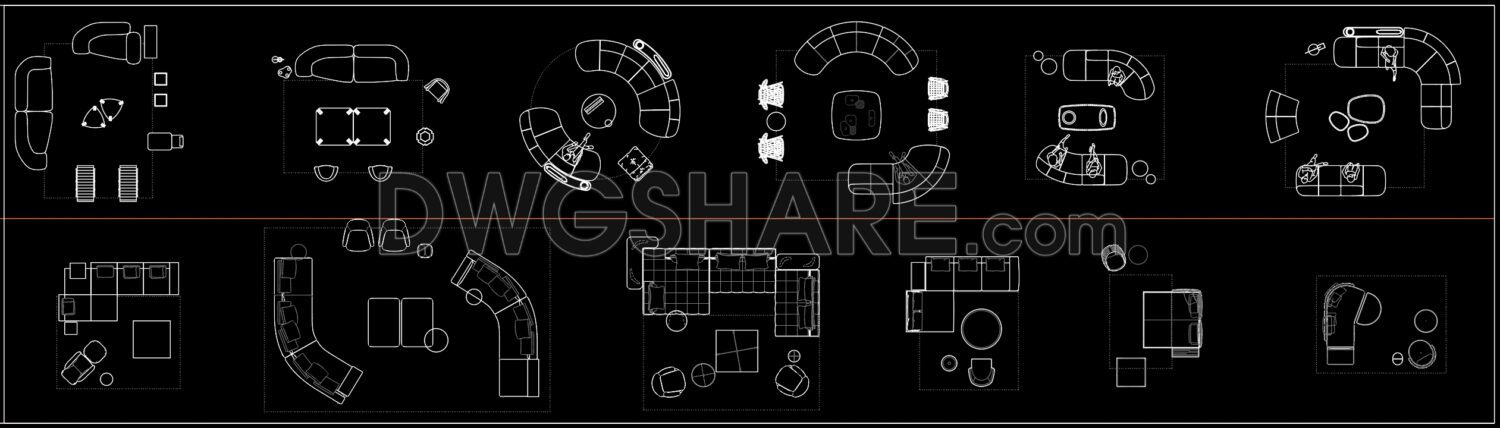 262. CAD blocks of Table, Sofa for living room