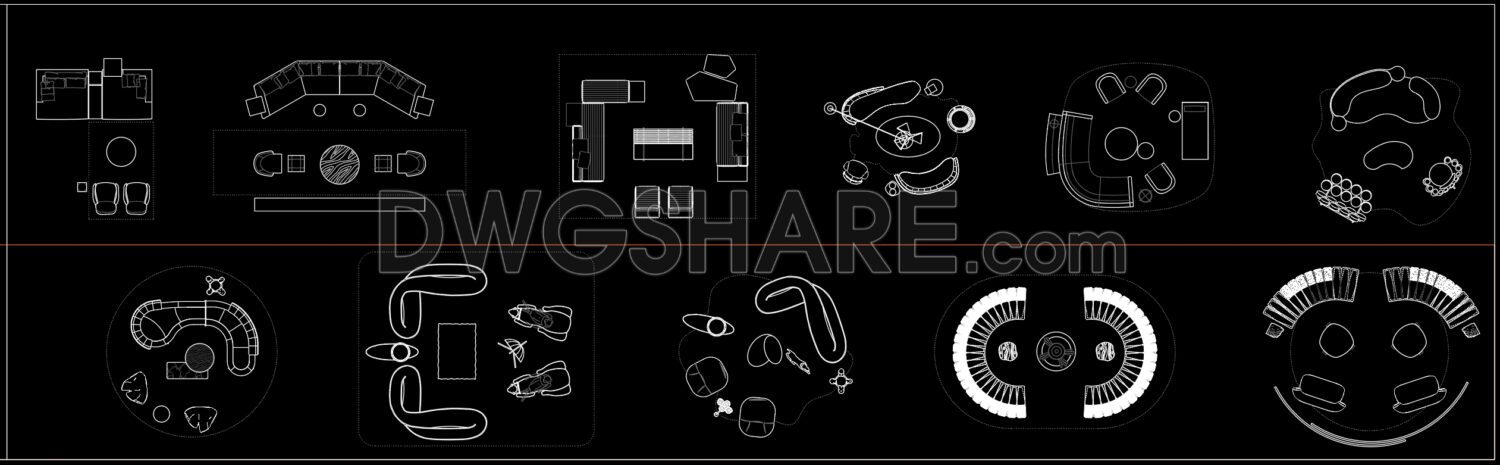 263. CAD blocks of Table, Sofa for living room