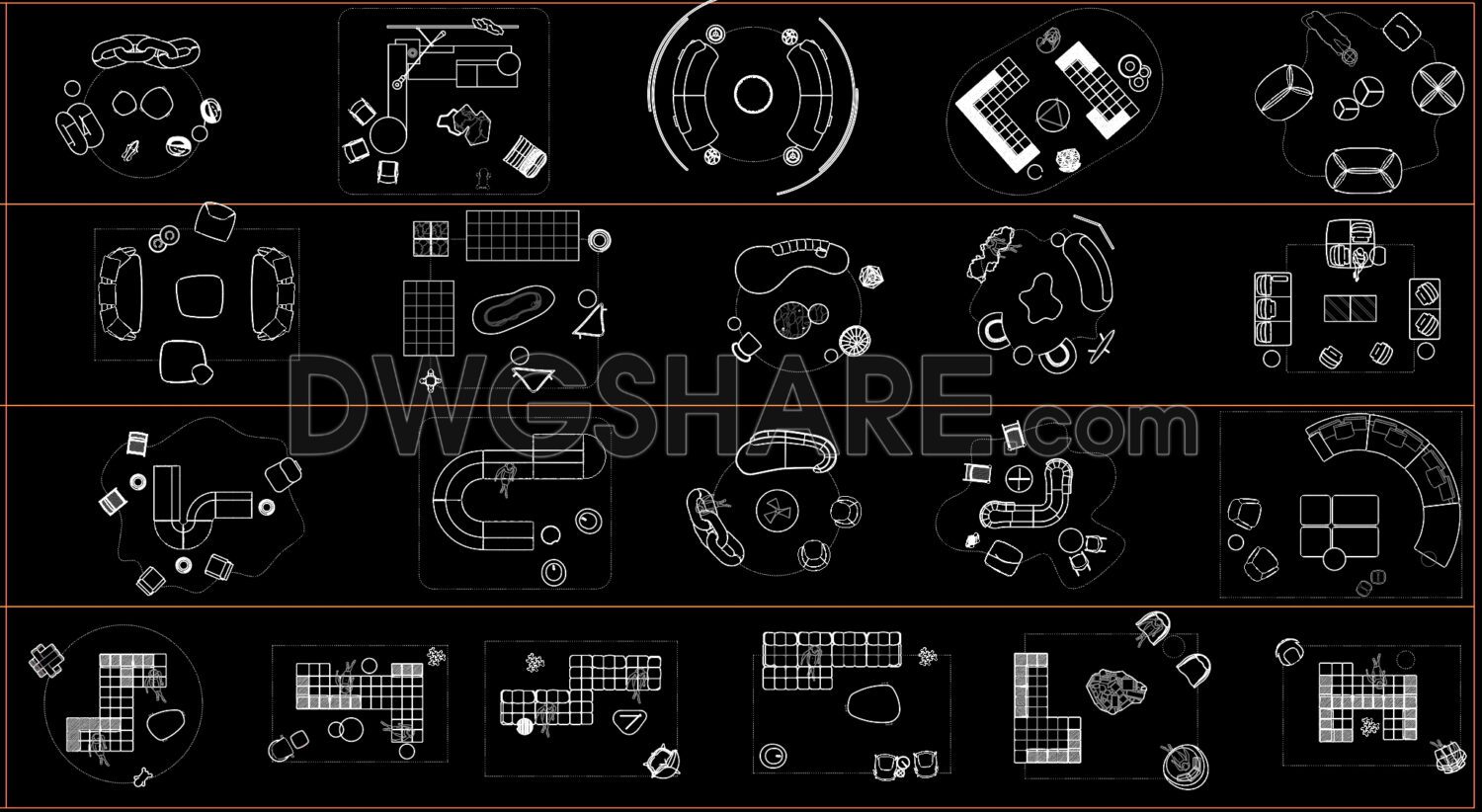 264. CAD blocks of Table, Sofa for living room