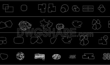 22.A set of trees and shrubs color top view AutoCAD blocks