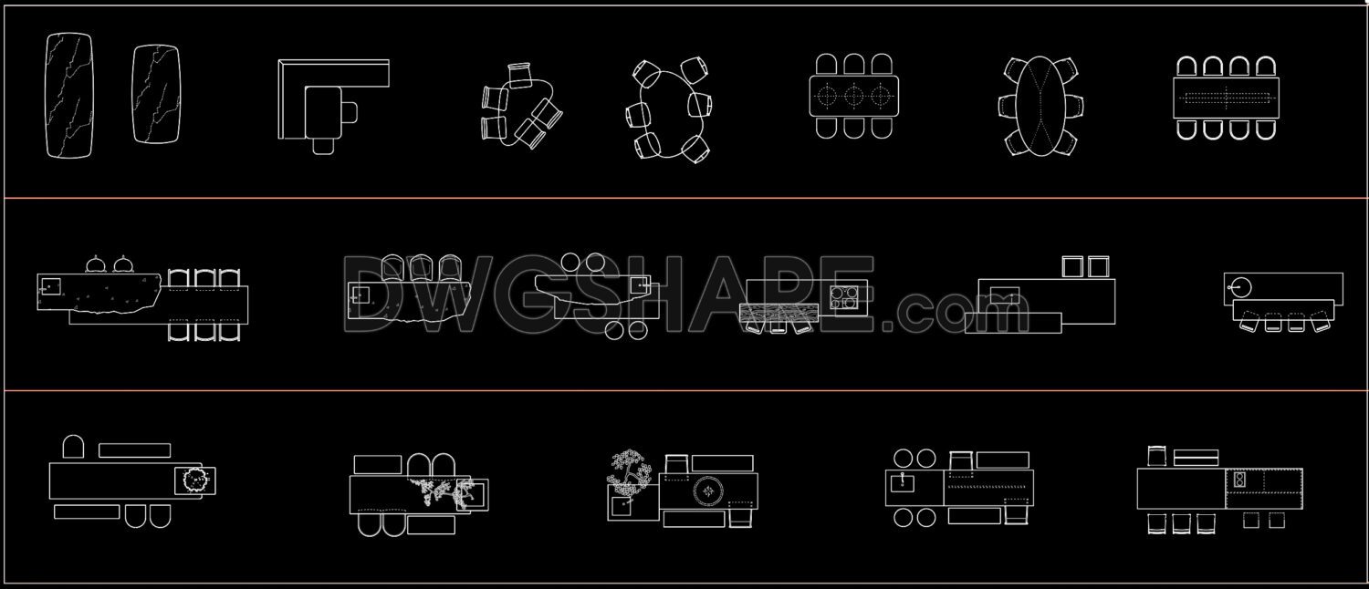 268. Download CAD blocks for dining tables and conference tables