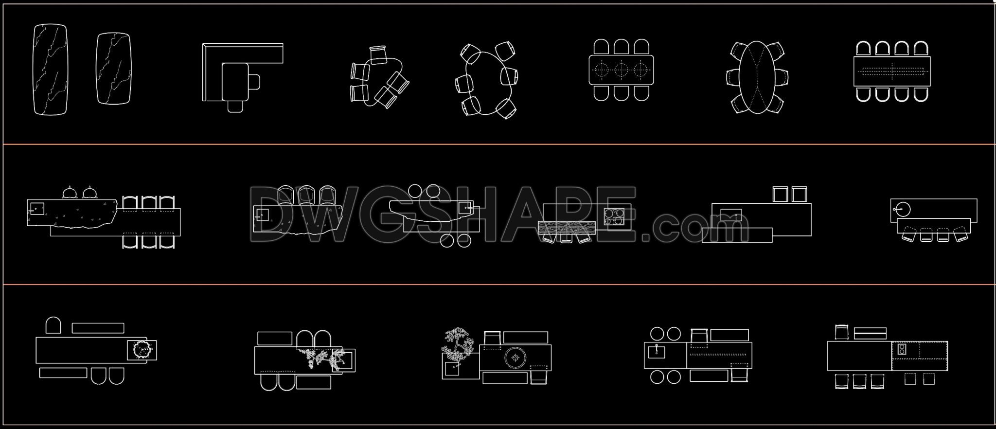 268. Download CAD blocks for dining tables and conference tables