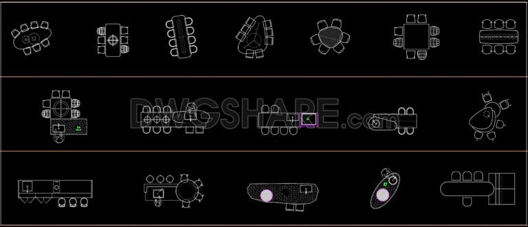 268. Download CAD blocks for dining tables and conference tables