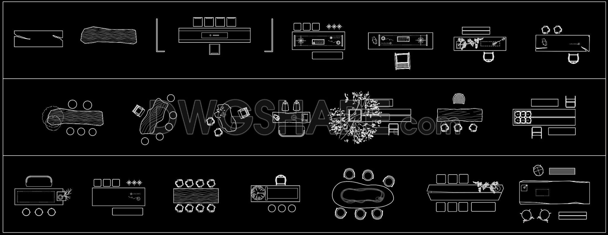 269. Download CAD blocks of various kitchen island floor plans