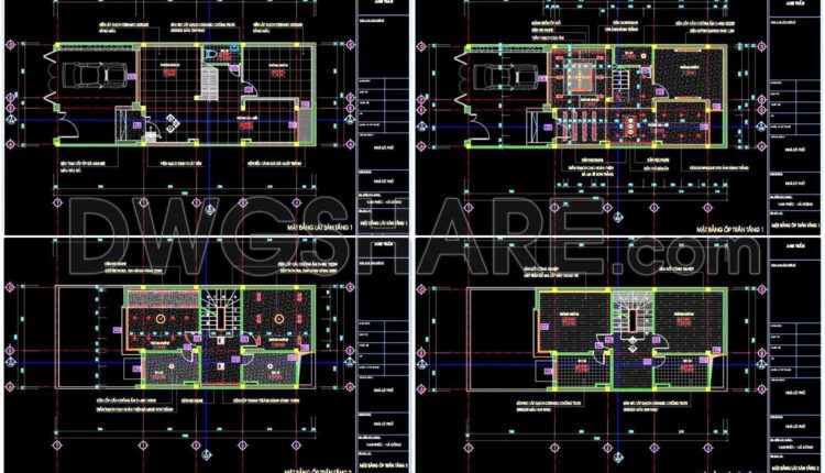 274. CAD drawings of floor tiling and ceiling paneling for a 3-story ...
