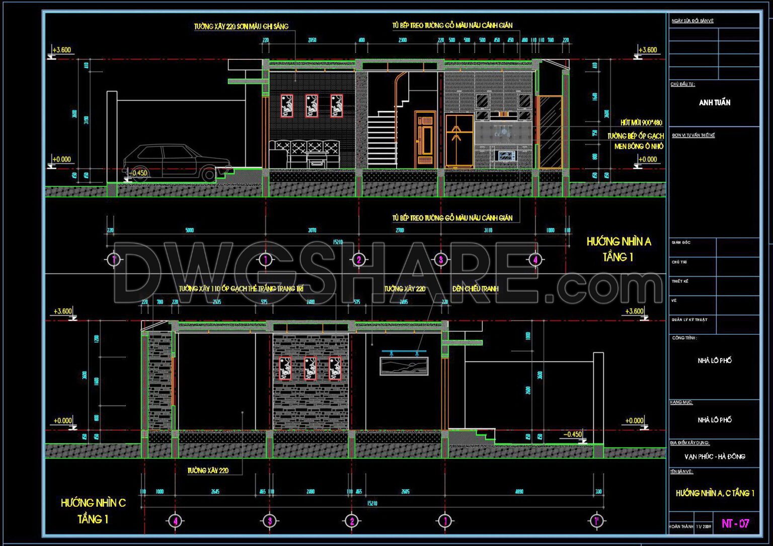 4. Detailed CAD drawings for the construction of living room interior