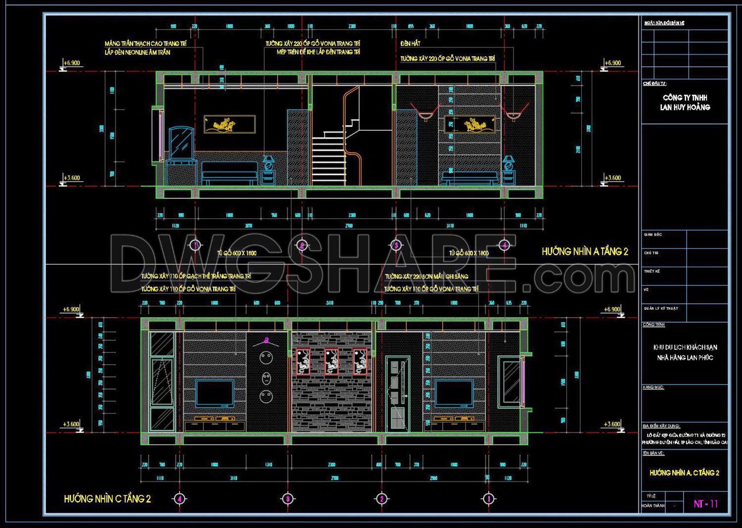 4. Detailed CAD drawings for the construction of living room interior