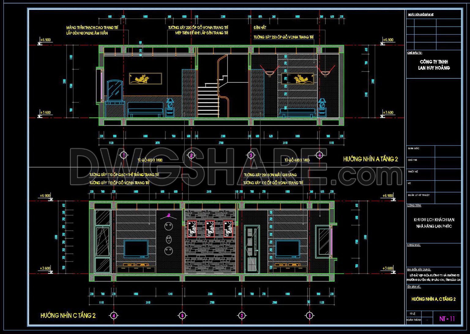 4. Detailed CAD drawings for the construction of living room interior