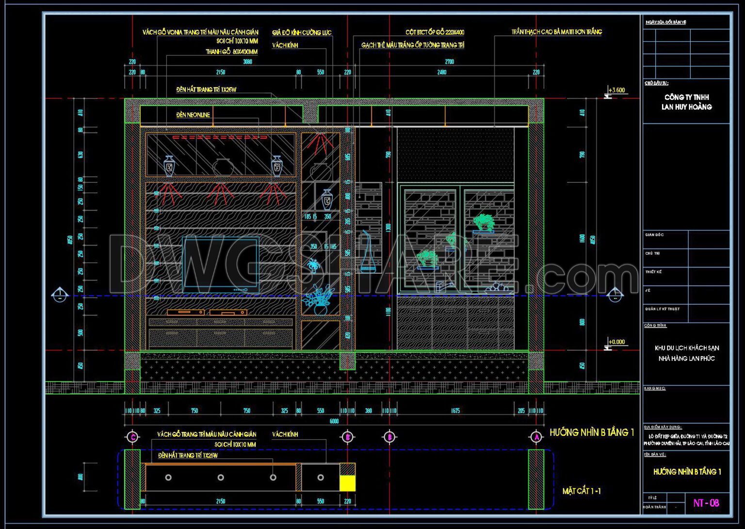 4. Detailed CAD drawings for the construction of living room interior