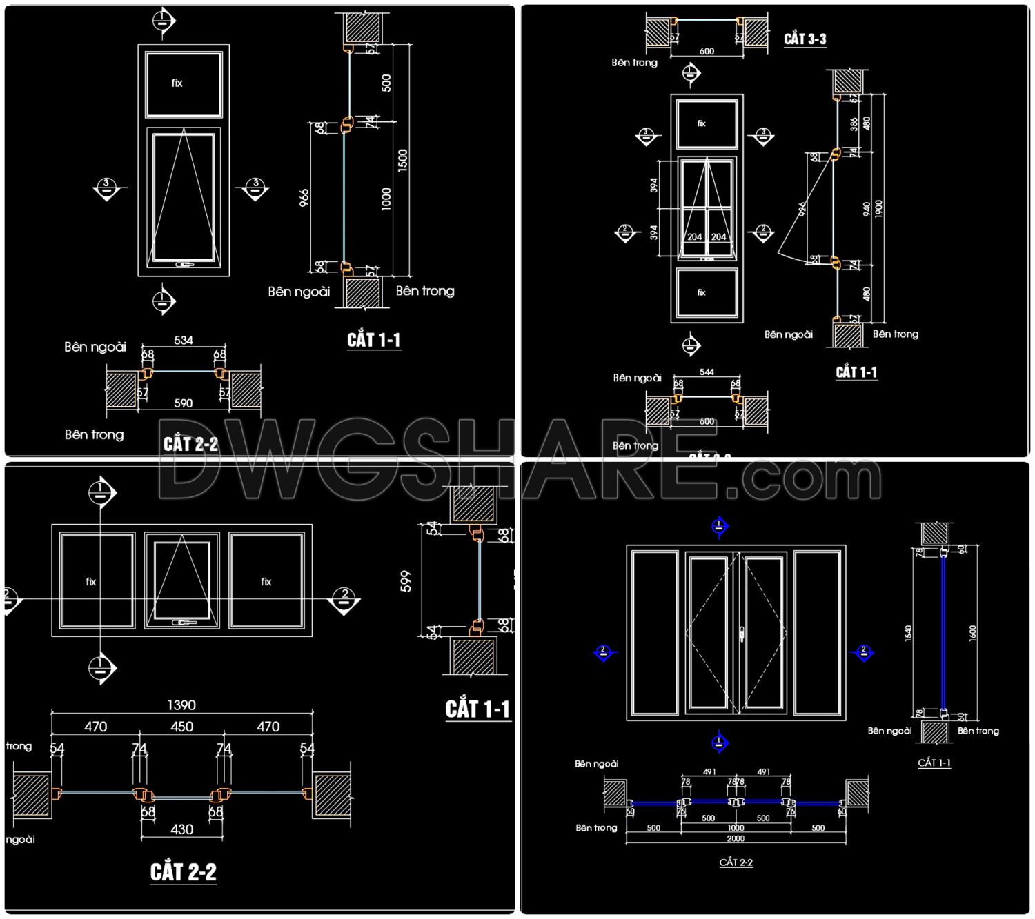 523. Download the CAD library of 40 door and window drawings from Euro ...