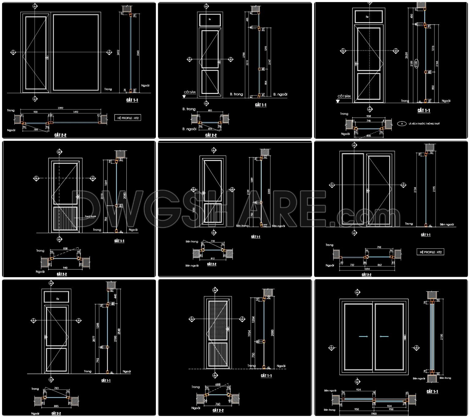 523. Download the CAD library of 40 door and window drawings from Euro ...