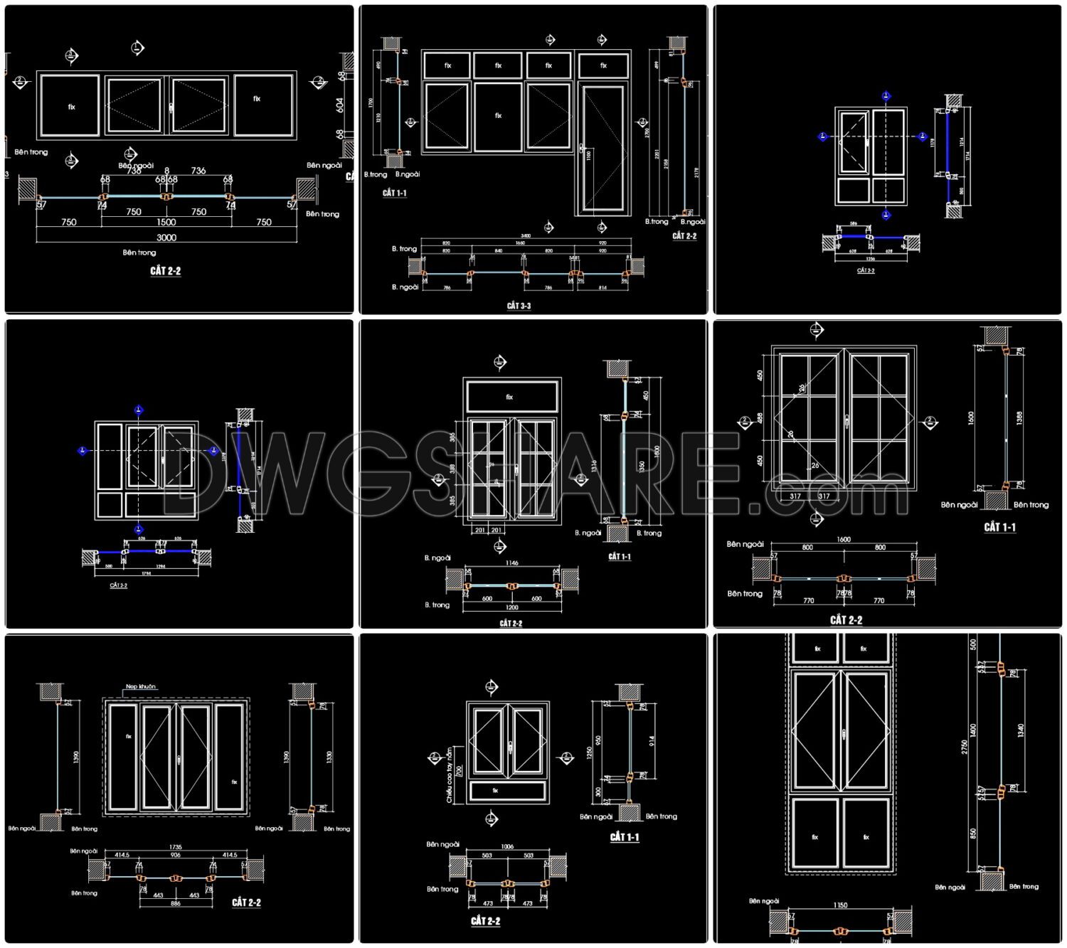 524. Download the CAD library of 40 door and window drawings from Euro ...