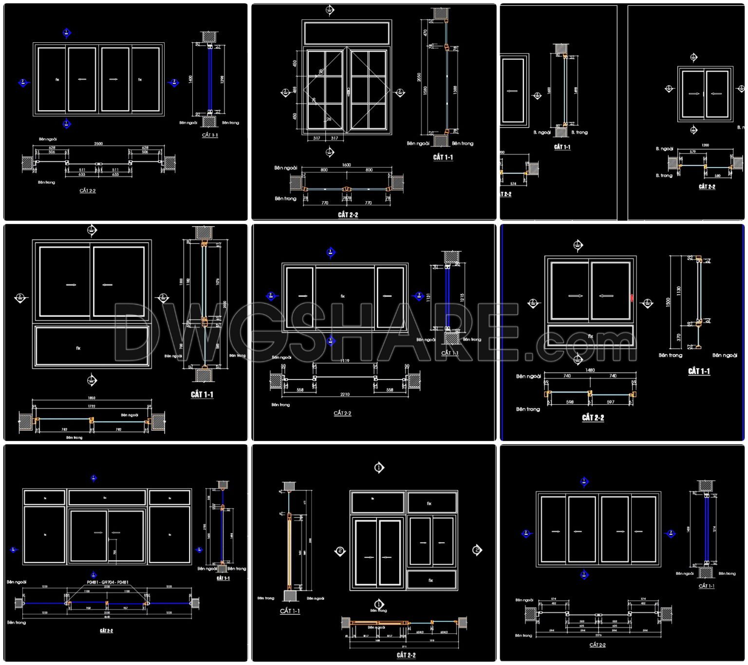 524. Download the CAD library of 40 door and window drawings from Euro ...