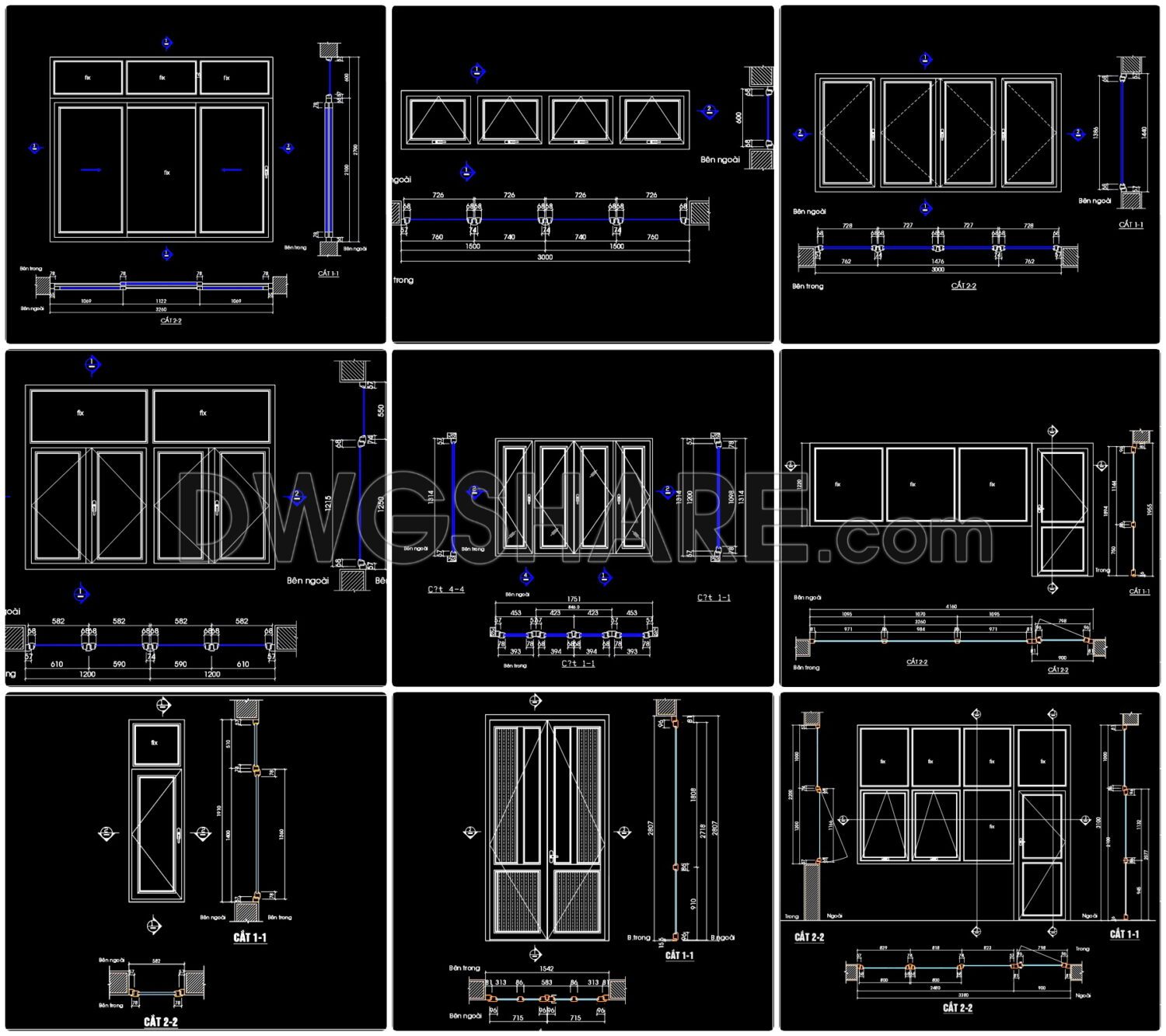 524. Download the CAD library of 40 door and window drawings from Euro ...