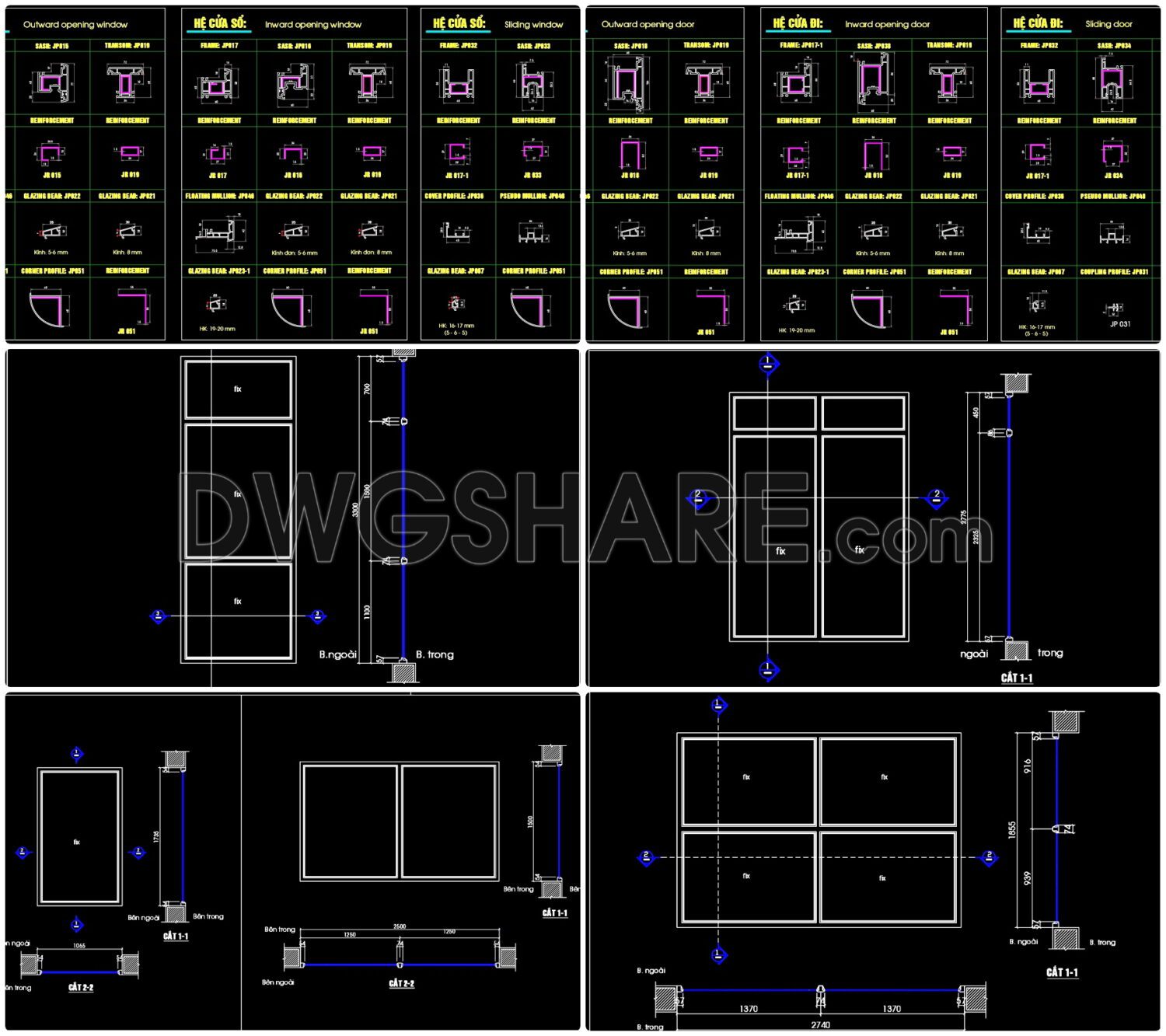 525. Download the CAD library of 22 door and window drawings from Euro ...