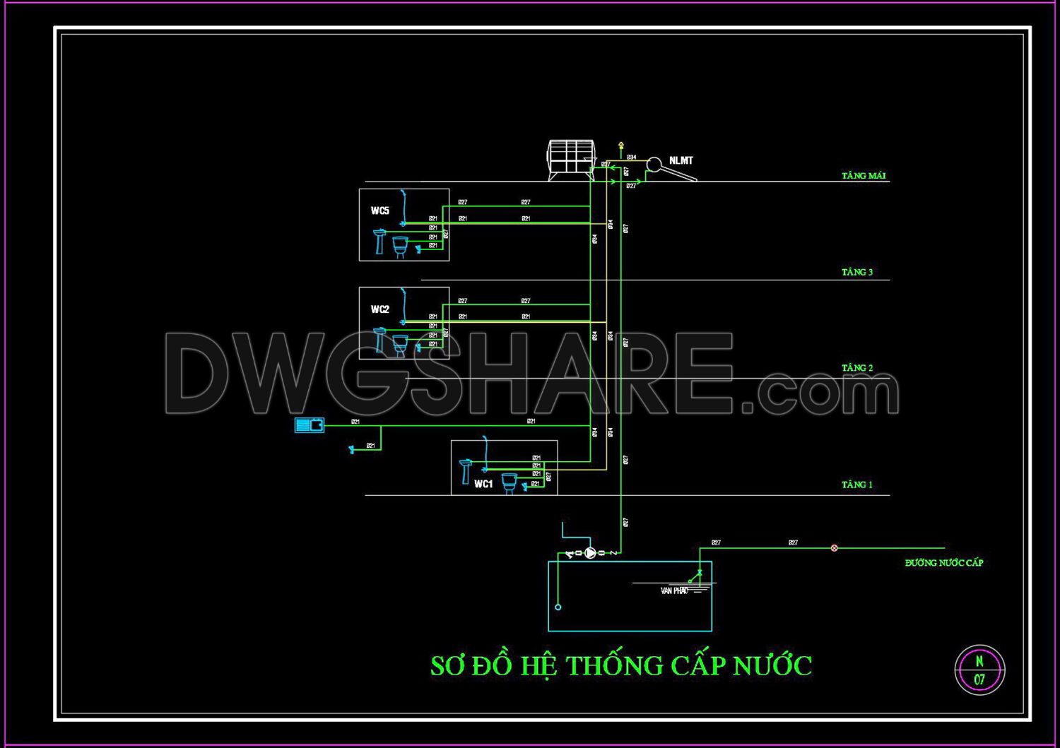 58. CAD drawings detailing the design of water supply and drainage ...