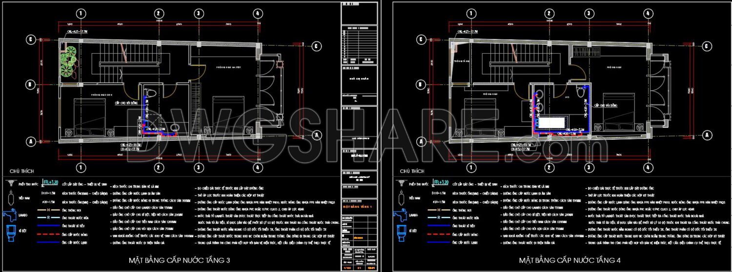 62. Detailed CAD design drawings for the water supply system in a 5 ...