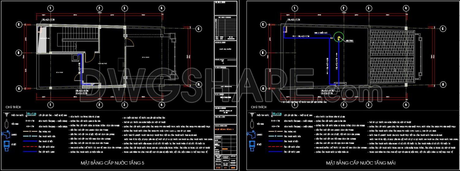 62. Detailed CAD design drawings for the water supply system in a 5 ...
