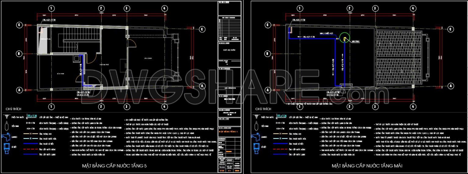 62. Detailed CAD design drawings for the water supply system in a 5 ...
