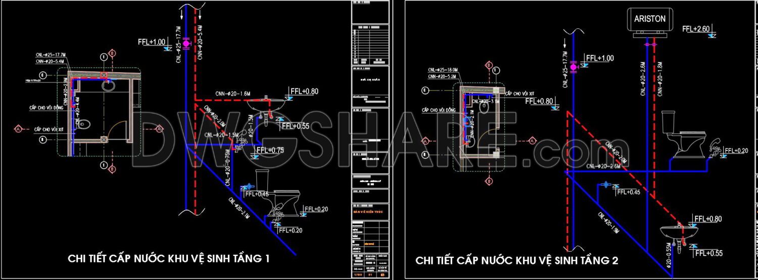 62. Detailed CAD design drawings for the water supply system in a 5 ...
