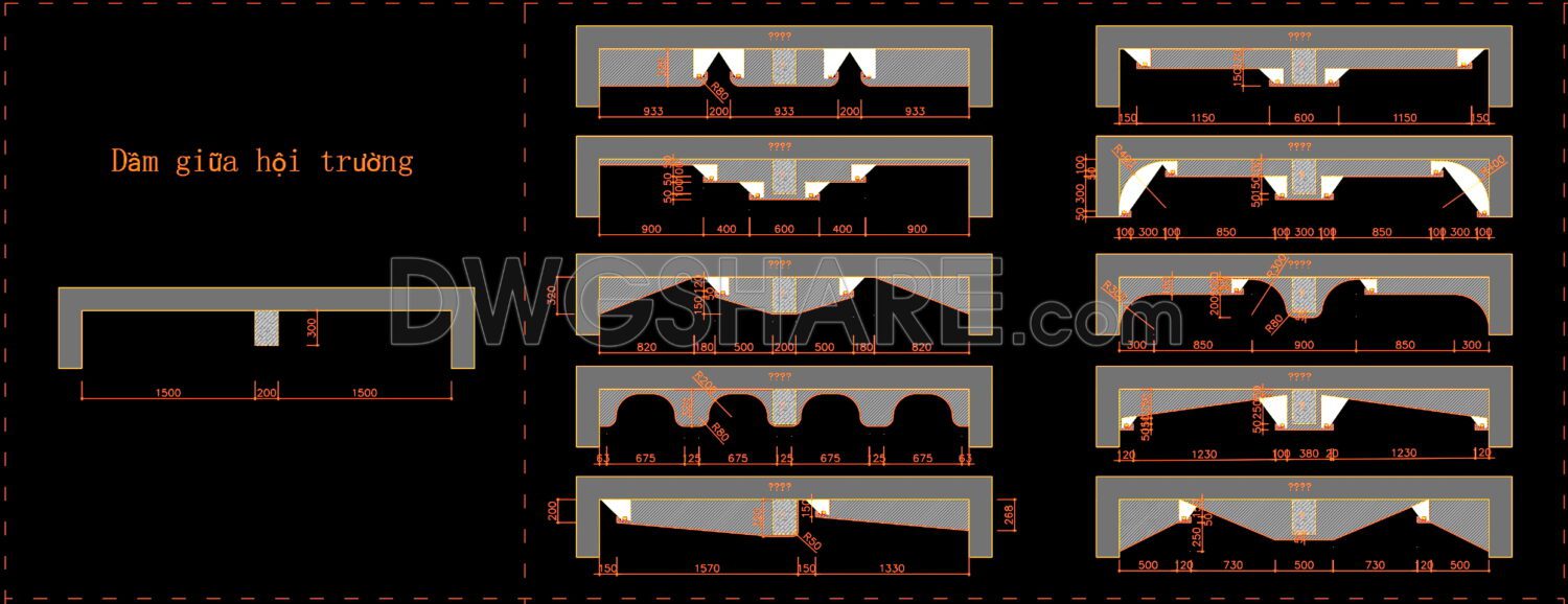 97. CAD drawings of various gypsum ceiling cross-sections and recessed ...