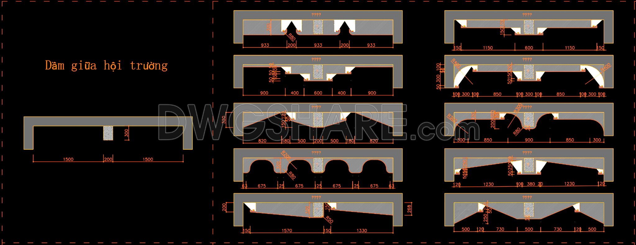 97. CAD drawings of various gypsum ceiling cross-sections and recessed ...