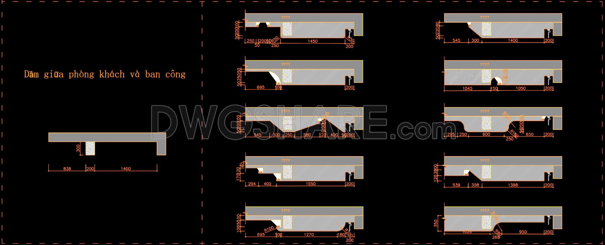 97. CAD drawings of various gypsum ceiling cross-sections and recessed ...