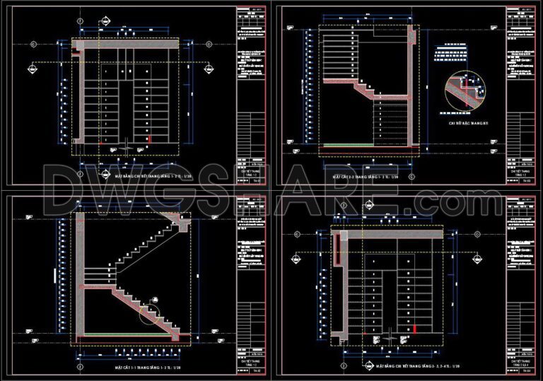161. Detailed drawings of stairs in autocad file