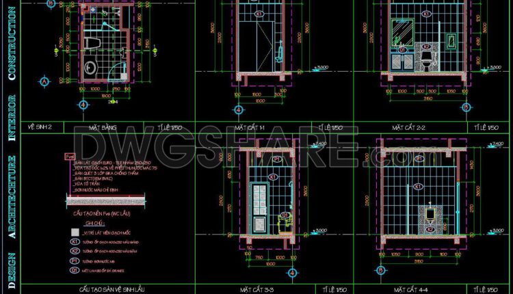 174. WC Layout Plan and elevations details CAD drawings download - Free ...