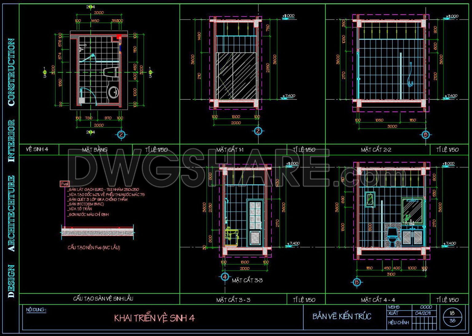 173. WC Layout Plan and elevations details CAD drawings download