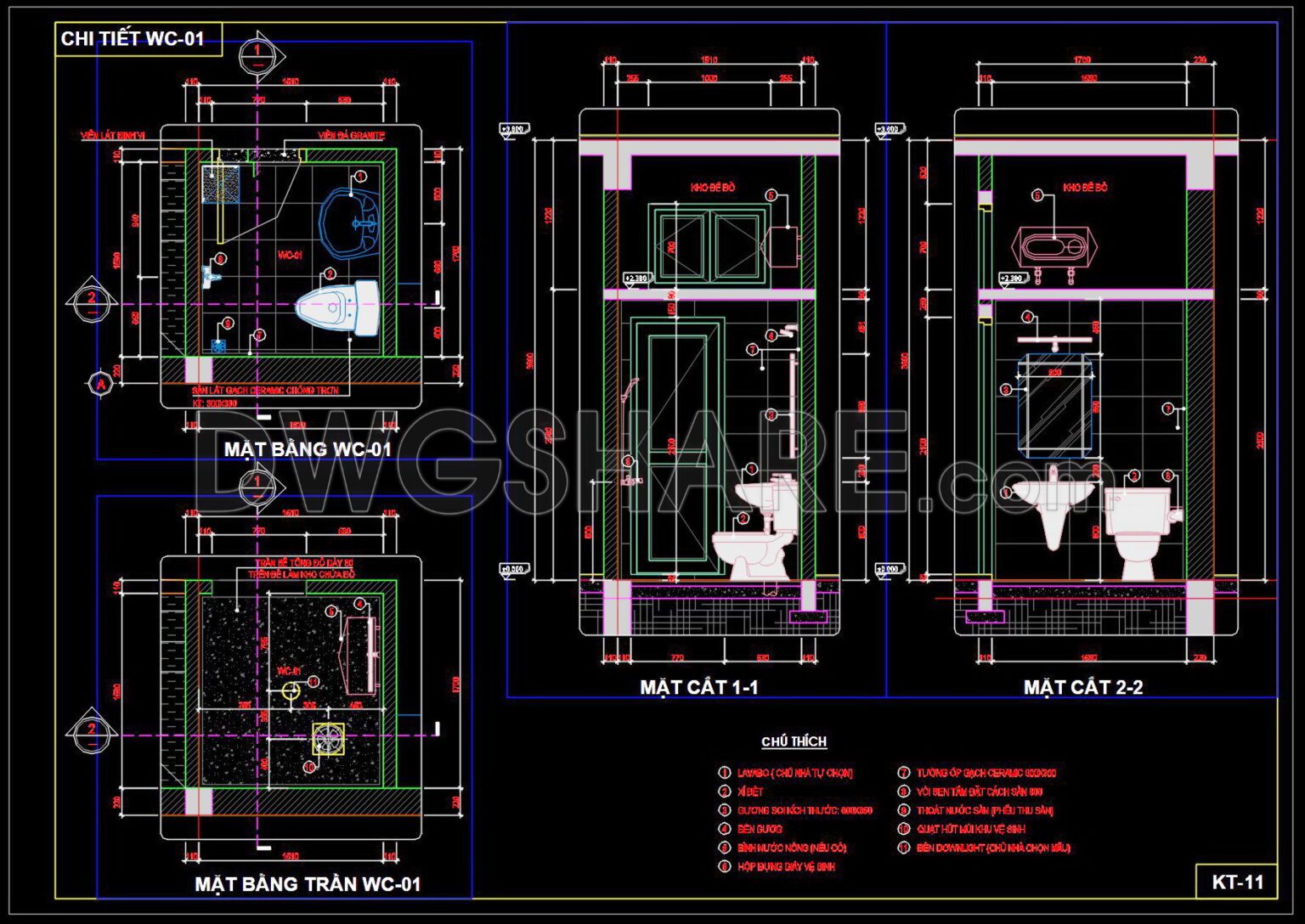 185. WC Layout Plan and elevations details CAD drawings download