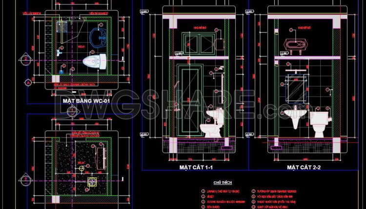 185. WC Layout Plan and elevations details CAD drawings download - Free ...