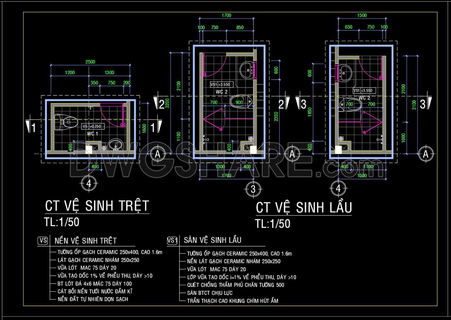 188. WC Layout Plan and elevations details CAD drawings download