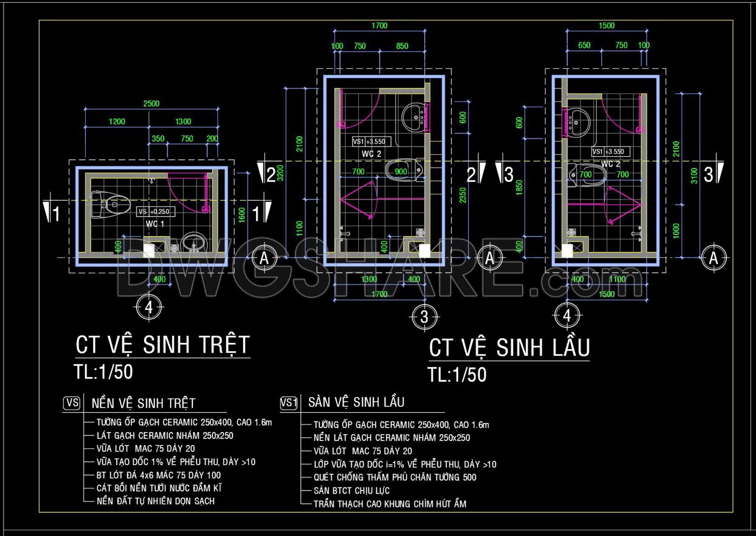 188. WC Layout Plan and elevations details CAD drawings download
