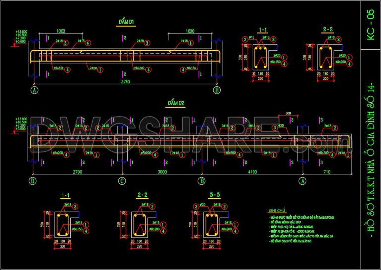 230. Structural Drawings Of 4-Story House A Complete Project 4m x 10.7m ...