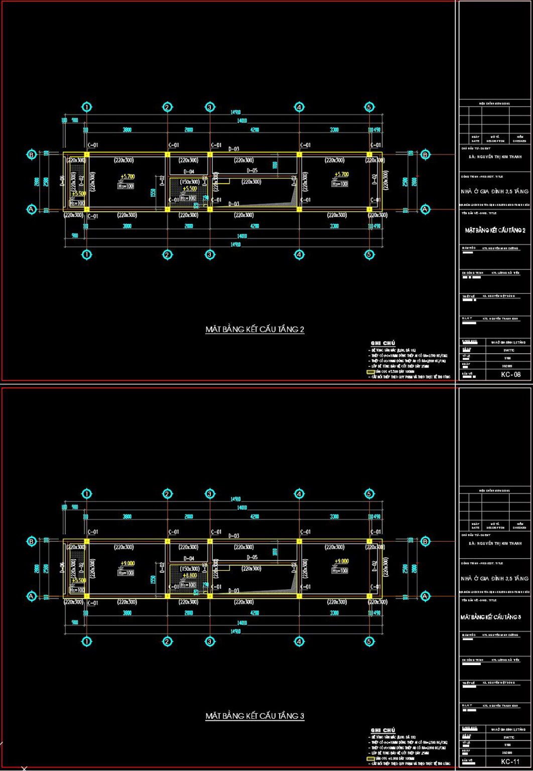 232. Structural Drawings Of 4-Story House A Complete Project 2.8m x 15m ...