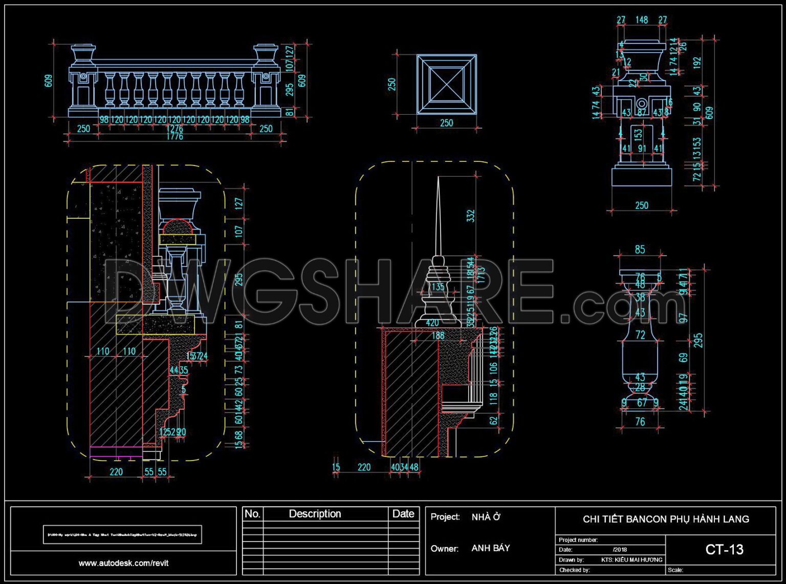 250. Detailed AutoCAD drawings of vertical facades in classical ...