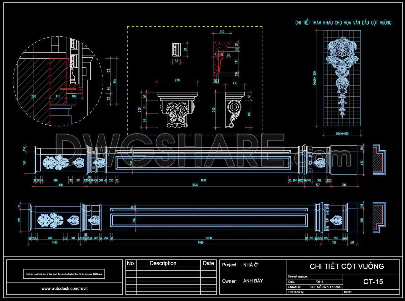 250. Detailed AutoCAD drawings of vertical facades in classical ...