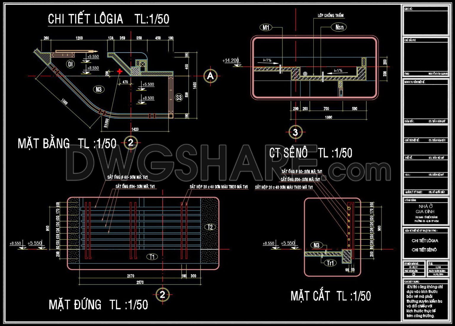 260. Detailed CAD drawings of skylight roofs and balcony railings for a ...