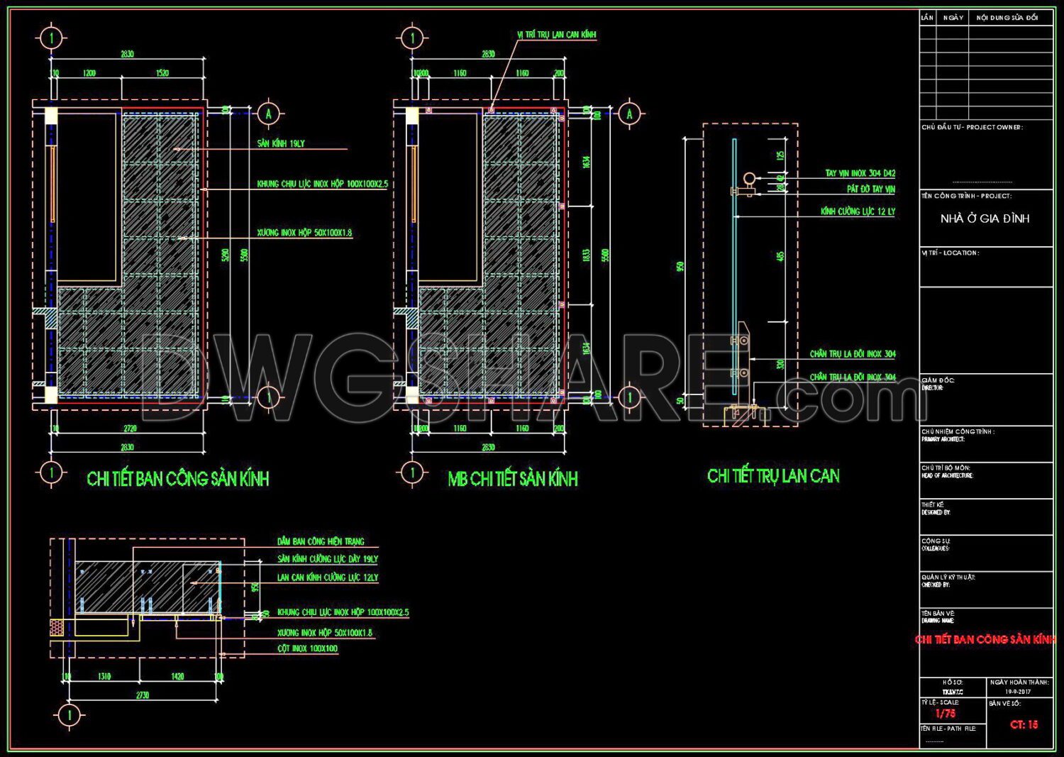 263. Detailed CAD drawings of skylight roofs for a townhouse